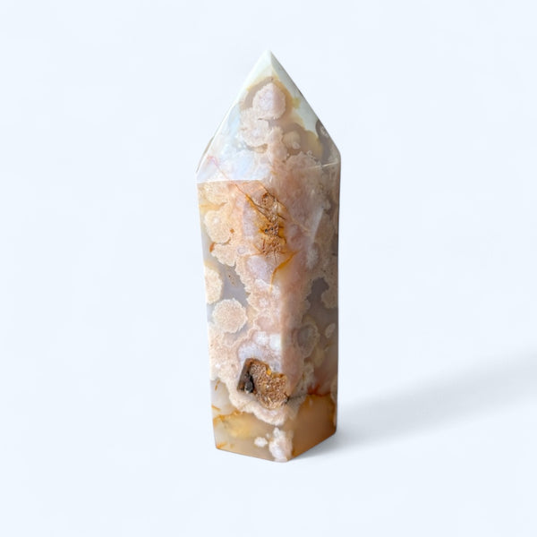 Flower Agate Tower – Natural Polished Crystal Point for Growth, Courag ...
